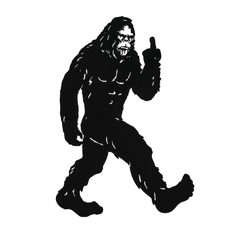 Zeckos Black Metal Laser Cut Rude Bigfoot Flipping The Bird Wall Sculpture Home Decor | Wayfair
